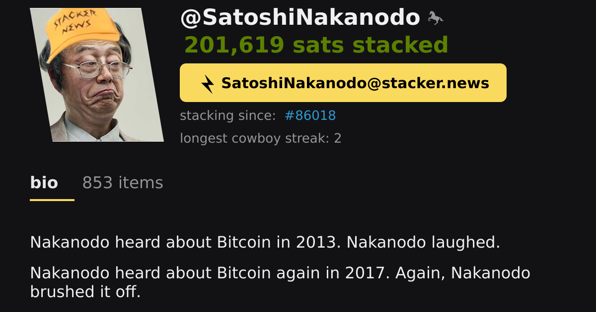 SatoshiNakanodo \ stacker news