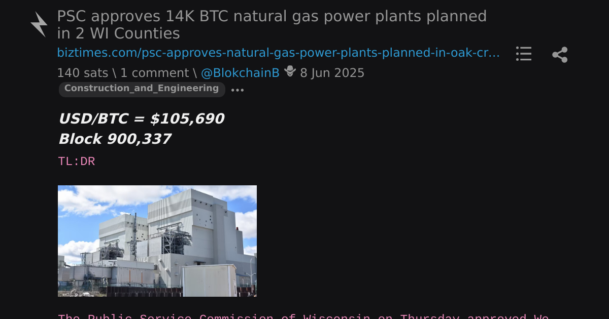 PSC approves 14K BTC natural gas power plants planned in 2 WI Counties ...