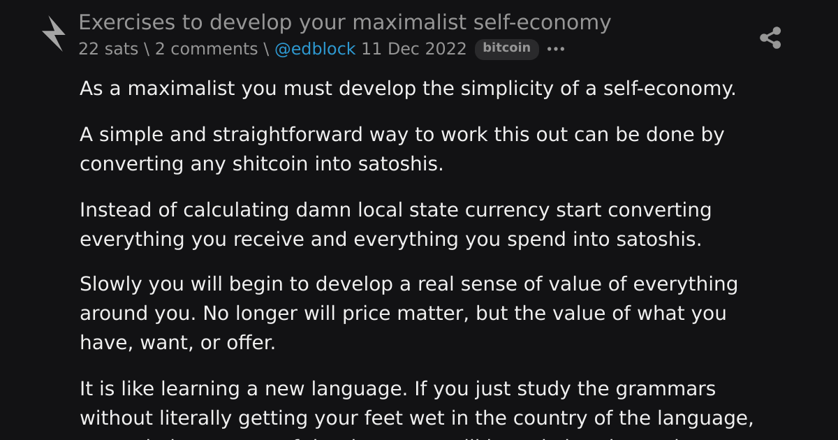 Exercises to develop your maximalist self-economy \ stacker news