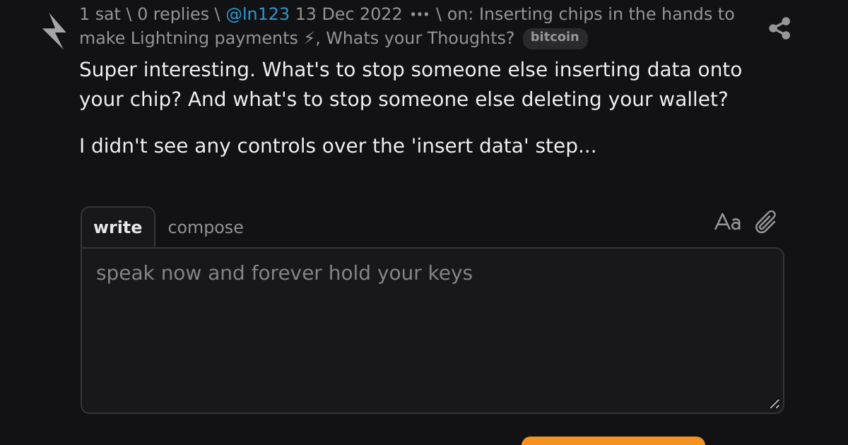 reply on: Inserting chips in the hands to make Lightning payments ⚡️ ...