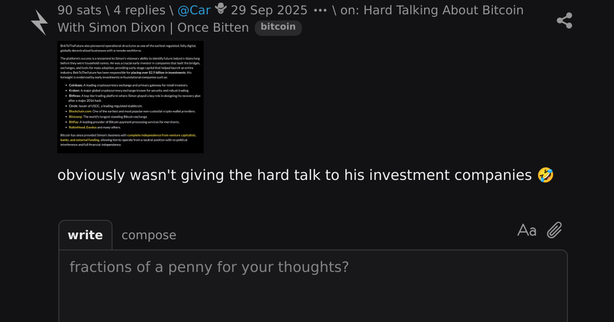 reply on: Hard Talking About Bitcoin With Simon Dixon | Once Bitten ...