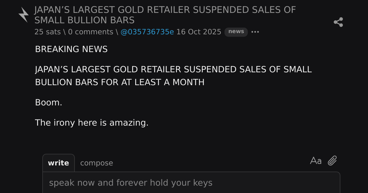 JAPAN’S LARGEST GOLD RETAILER SUSPENDED SALES OF SMALL BULLION BARS ...