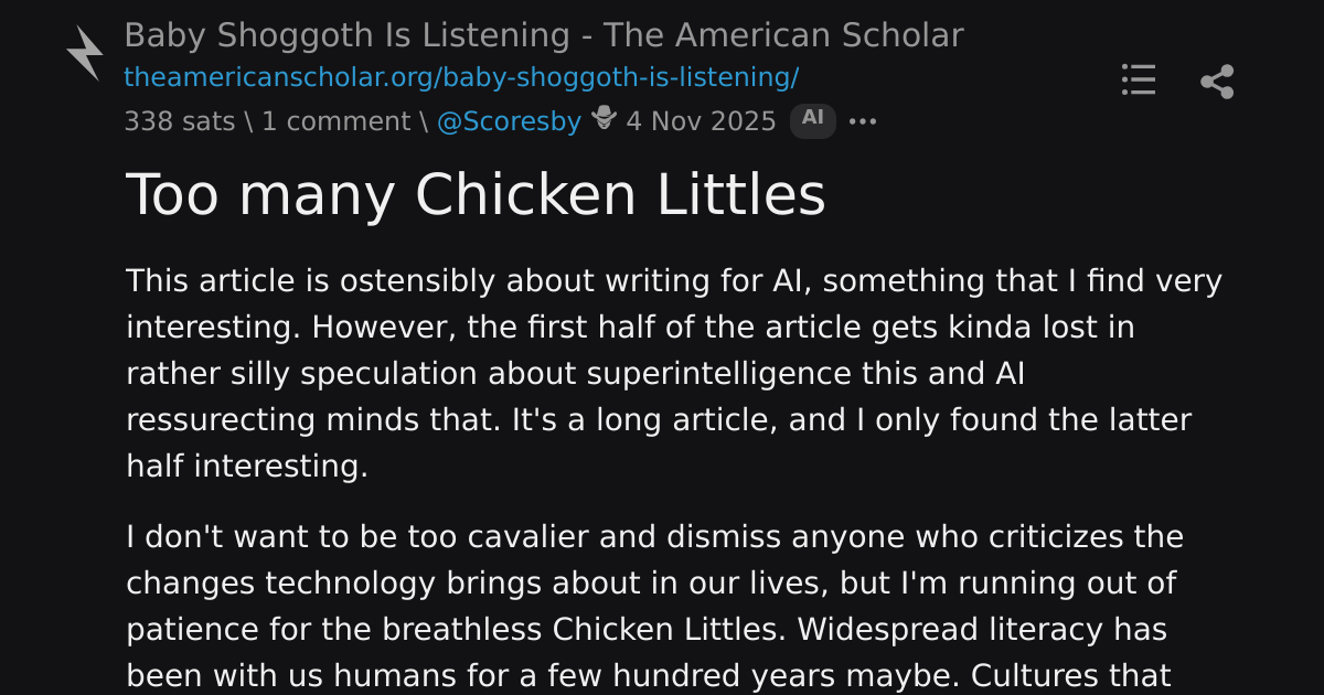 Baby Shoggoth Is Listening - The American Scholar \ stacker news