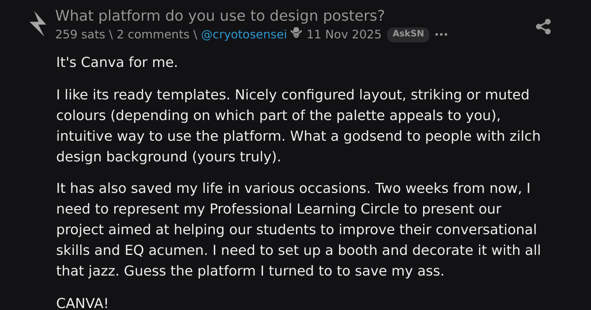 What platform do you use to design posters? \ stacker news