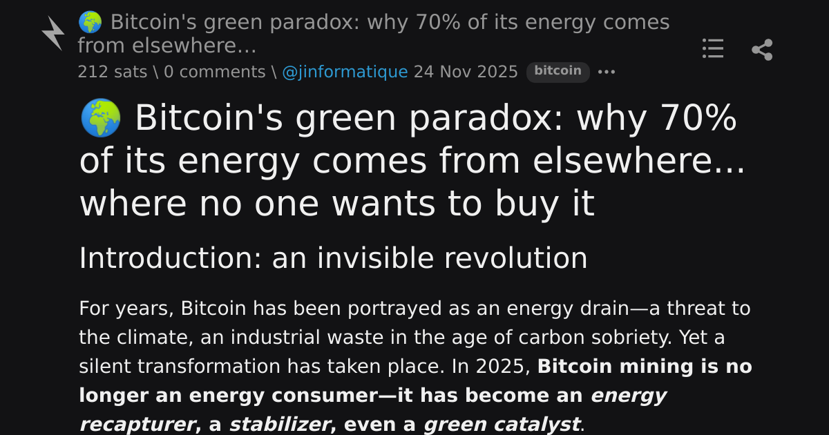 🌍 Bitcoin's green paradox: why 70% of its energy comes from elsewhere ...