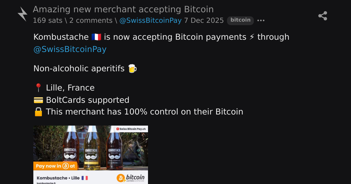 Amazing new merchant accepting Bitcoin \ stacker news ~bitcoin