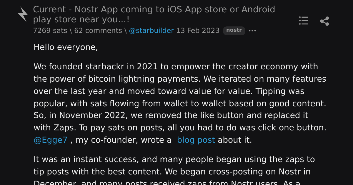 Current - Nostr App coming to iOS App store or Android play store near ...