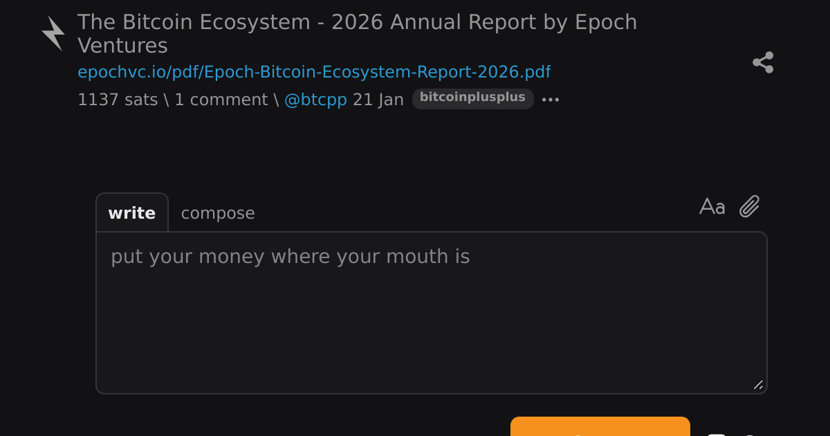 The Bitcoin Ecosystem - 2026 Annual Report by Epoch Ventures \ stacker news