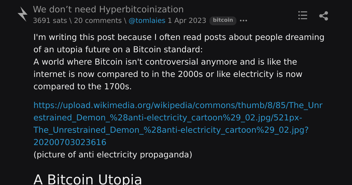 We don’t need Hyperbitcoinization \ stacker news