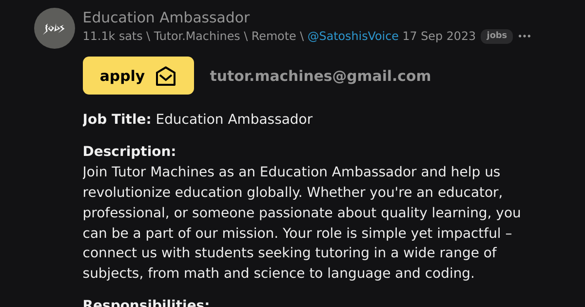Education Ambassador \ stacker news