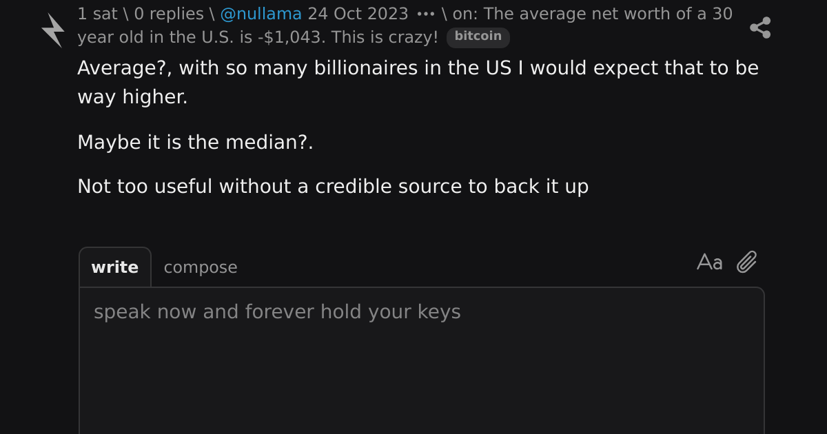 reply on: The average net worth of a 30 year old in the U.S. is -$1,043 ...
