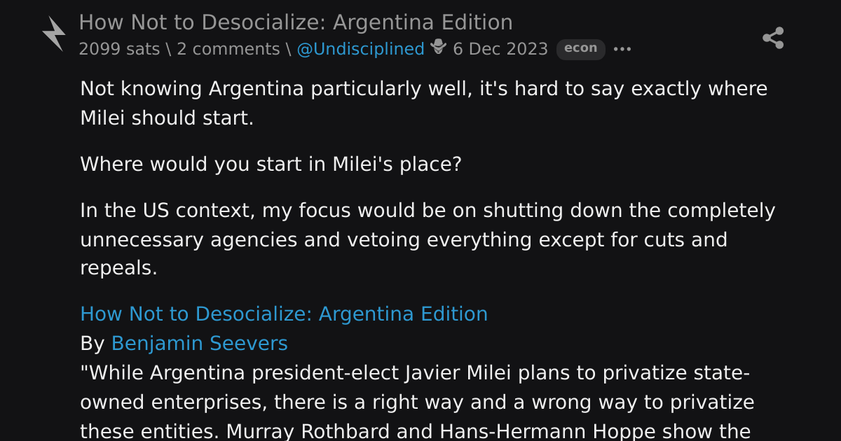 How Not to Desocialize: Argentina Edition \ stacker news