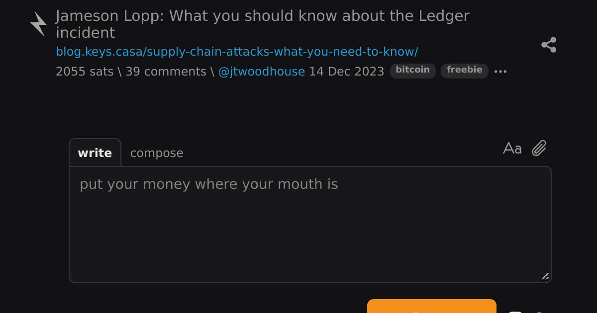 Jameson Lopp: What you should know about the Ledger incident \ stacker news