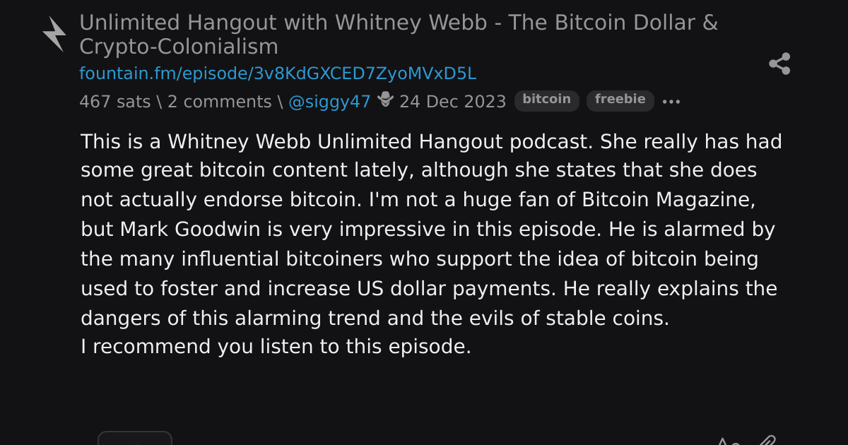 Unlimited Hangout with Whitney Webb - The Bitcoin Dollar & Crypto ...