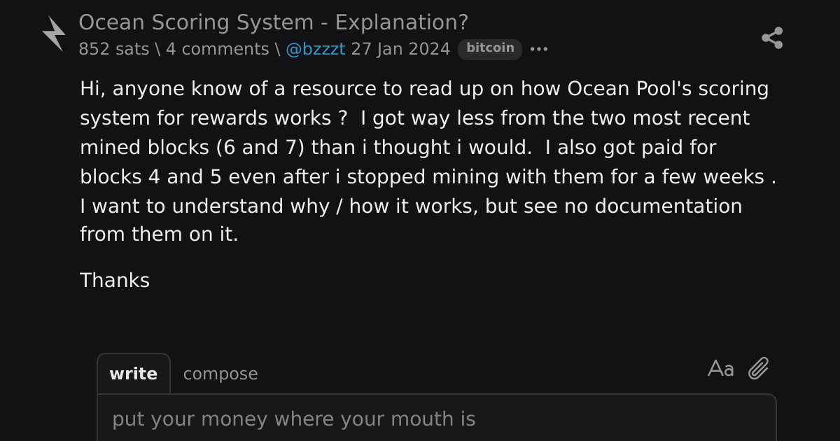 Ocean Scoring System - Explanation? \ stacker news