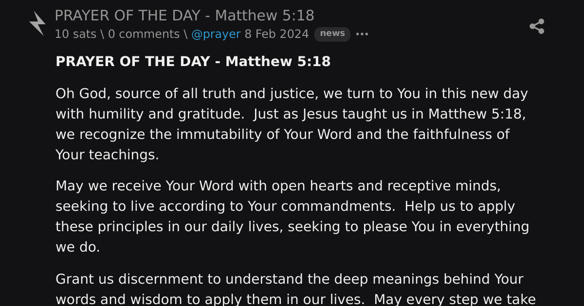 PRAYER OF THE DAY - Matthew 5:18 \ stacker news ~news