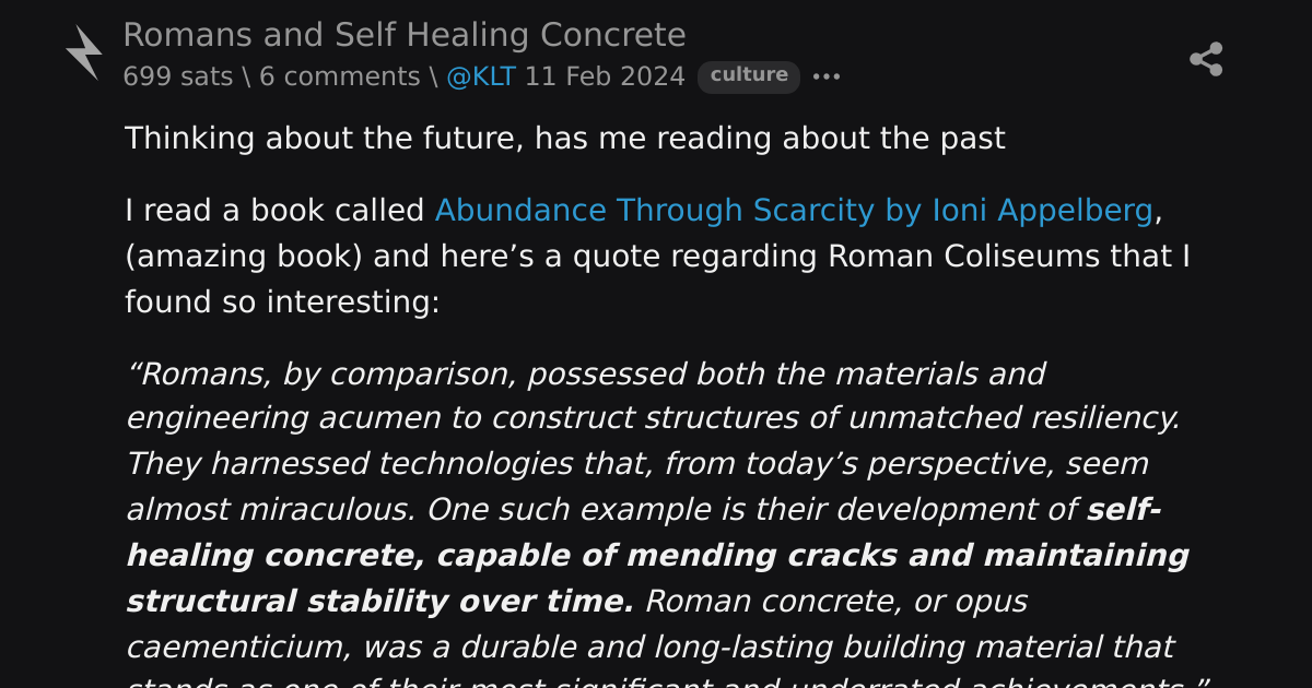 Romans and Self Healing Concrete \ stacker news