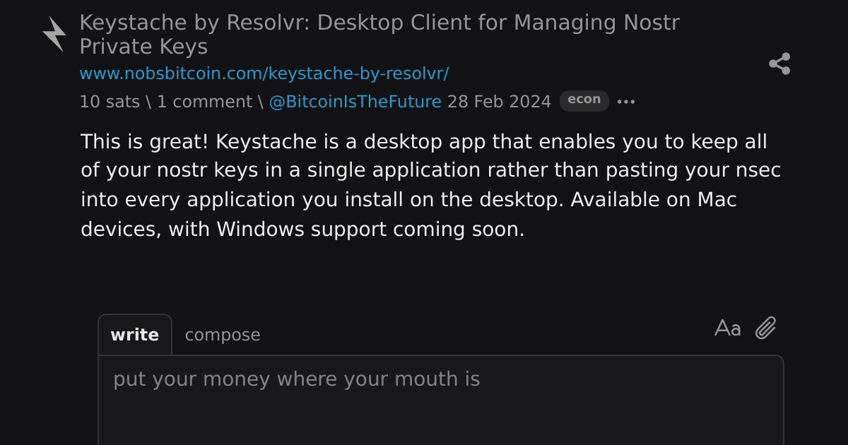 Keystache by Resolvr: Desktop Client for Managing Nostr Private Keys ...