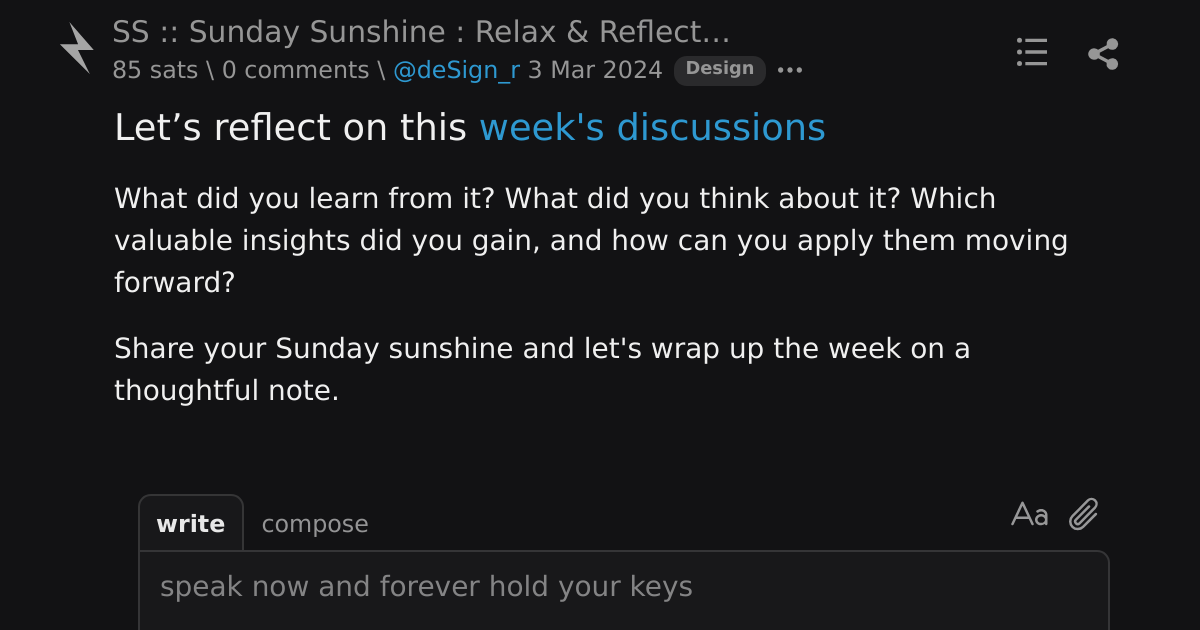 SS :: Sunday Sunshine : Relax & Reflect… \ stacker news ~Design