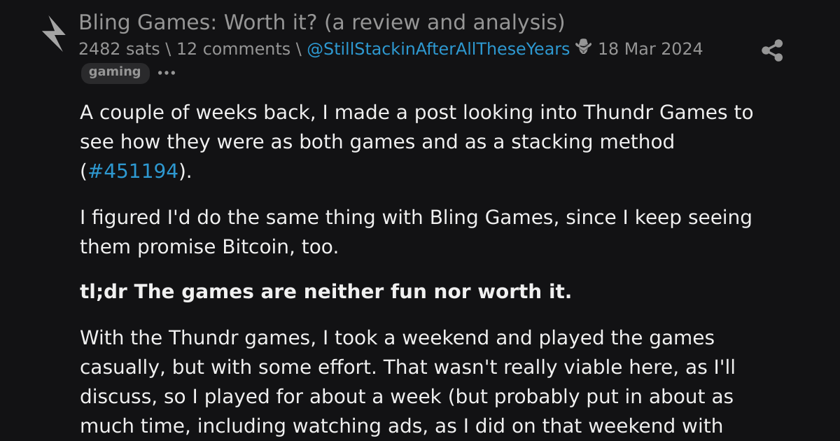 Bling Games: Worth it? (a review and analysis) \ stacker news ~gaming