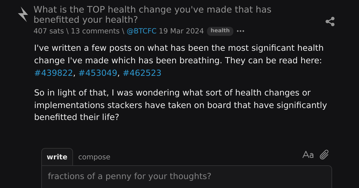 What is the TOP health change you've made that has benefitted your ...