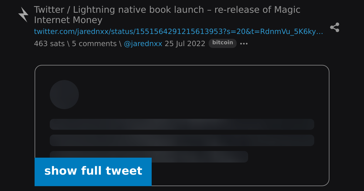 Twitter / Lightning native book launch – re-release of Magic Internet ...