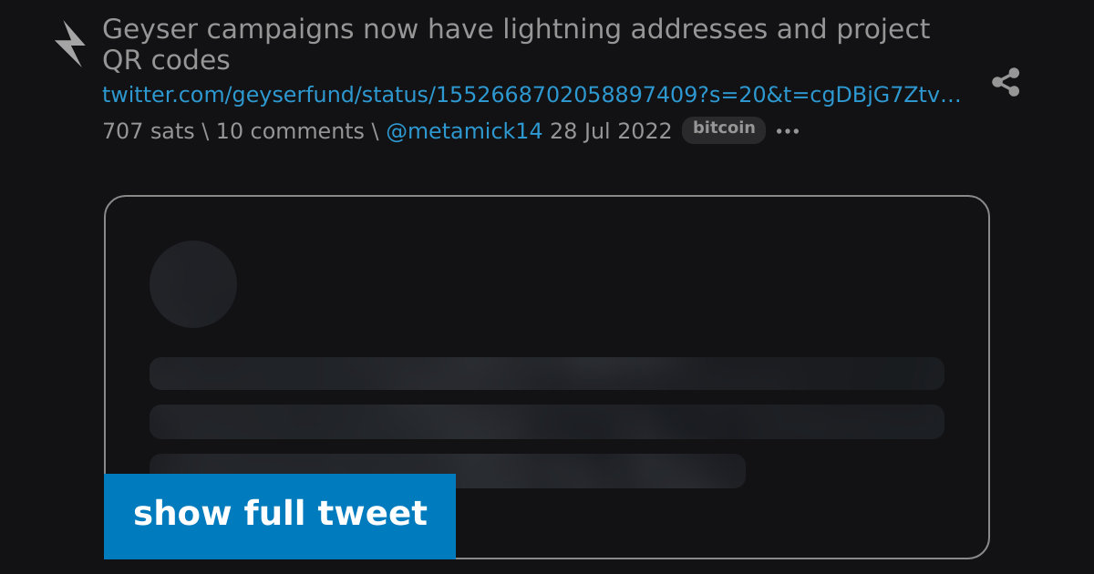 Geyser campaigns now have lightning addresses and project QR codes ...