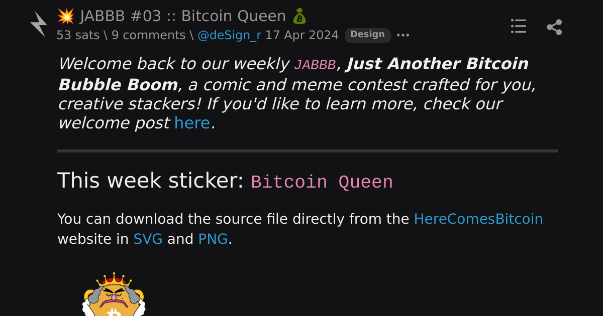💥 JABBB #03 :: Bitcoin Queen \ stacker news