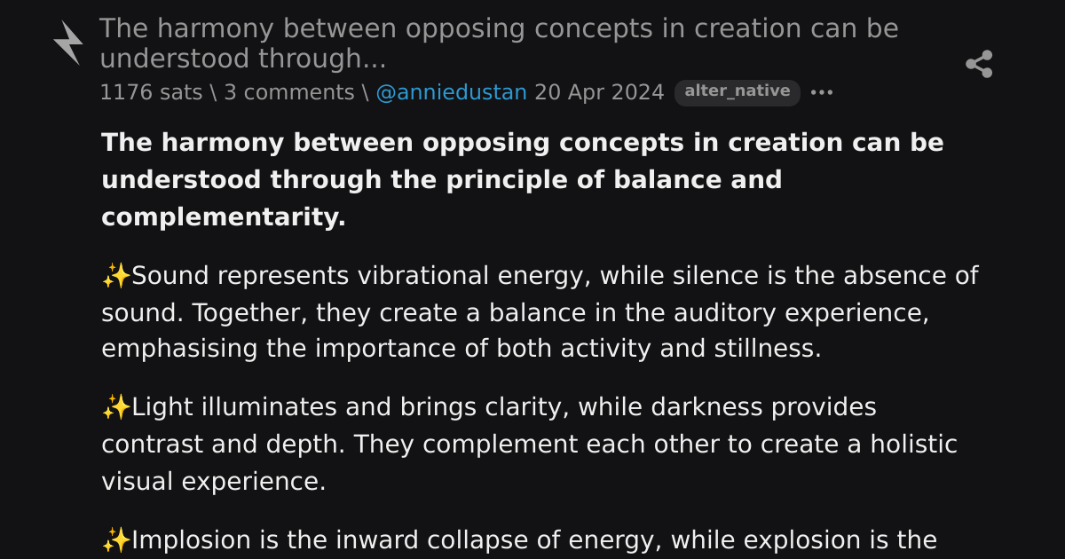 The harmony between opposing concepts in creation can be understood ...