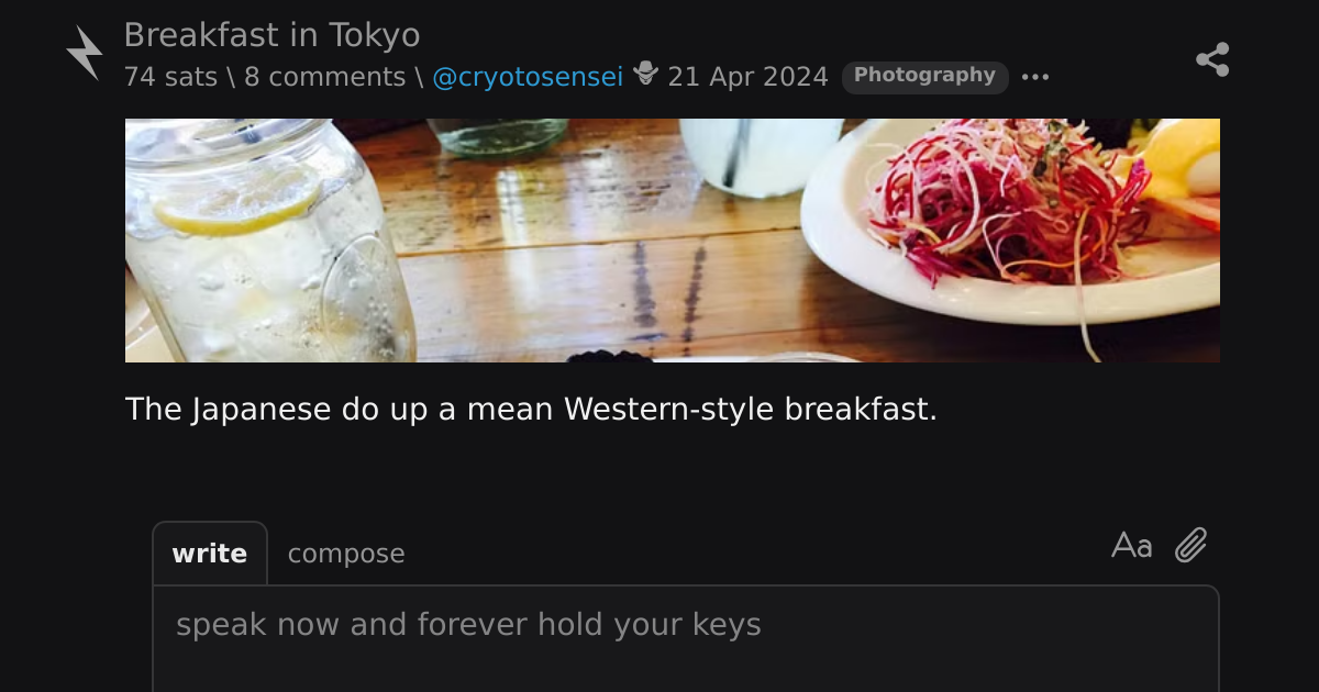 Breakfast in Tokyo \ stacker news