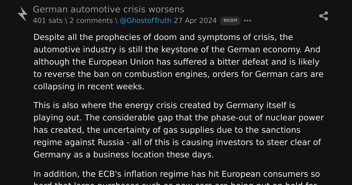 German automotive crisis worsens \ stacker news