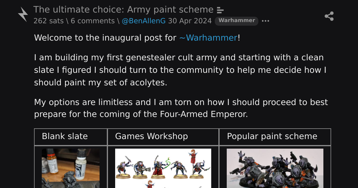 The ultimate choice: Army paint scheme \ stacker news ~Warhammer