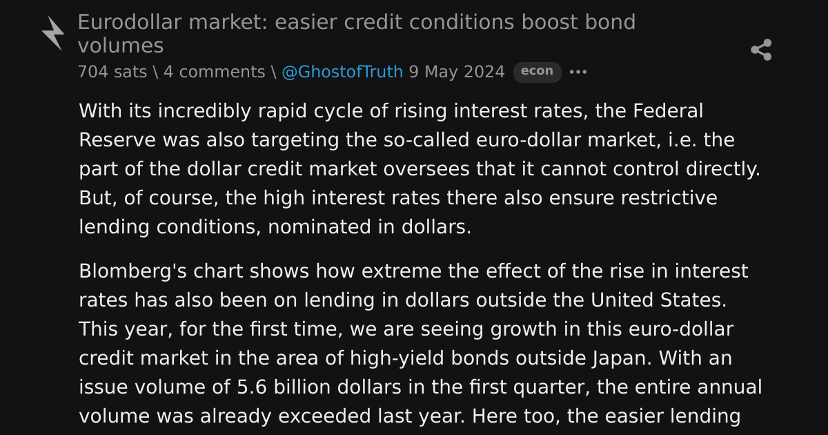 Eurodollar market: easier credit conditions boost bond volumes ...
