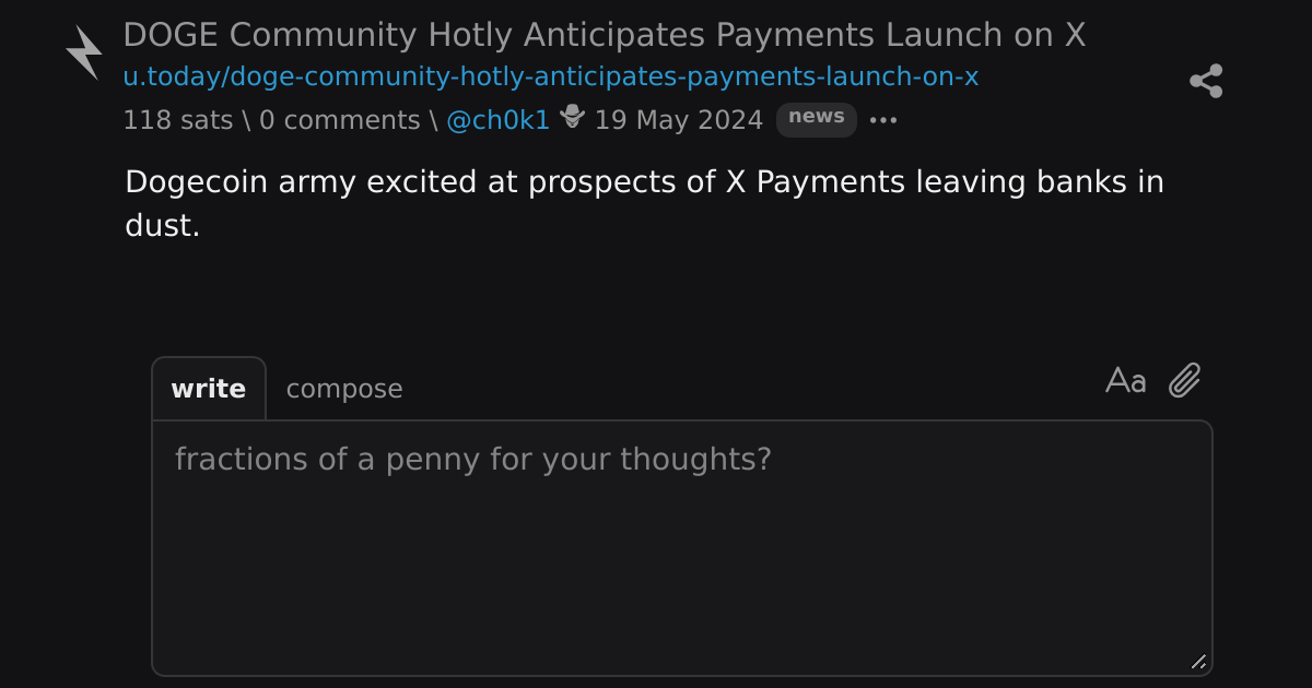 DOGE Community Hotly Anticipates Payments Launch on X \ stacker news ~news