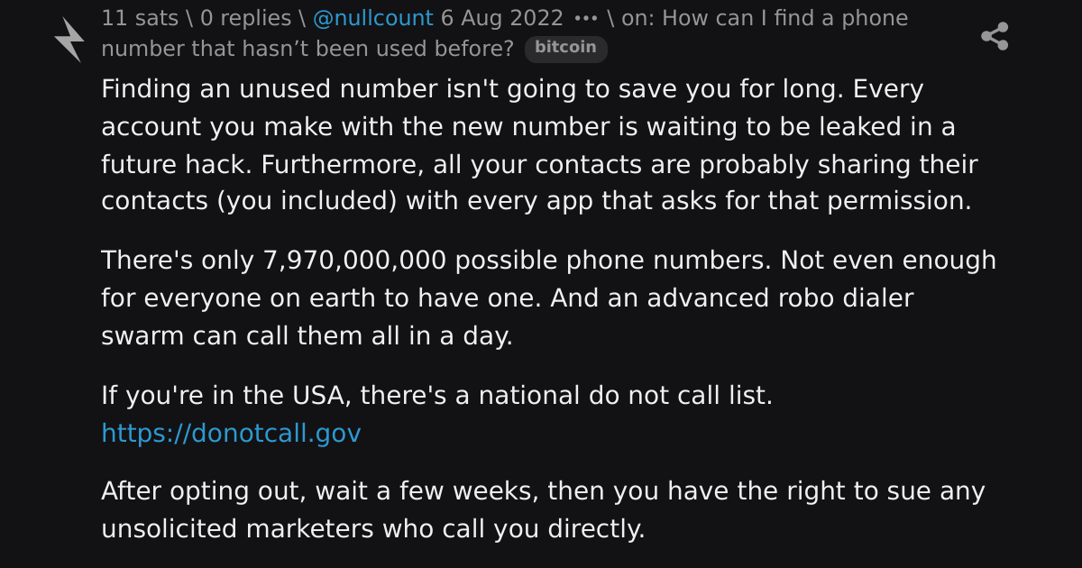 reply on: How can I find a phone number that hasn’t been used before ...