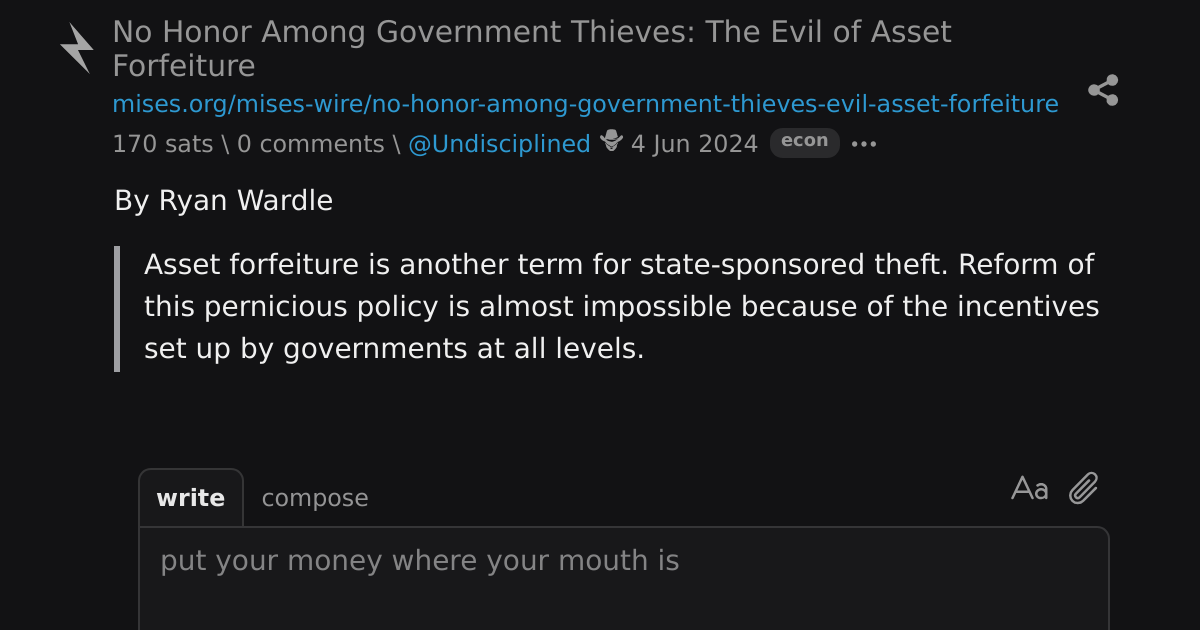 No Honor Among Government Thieves: The Evil of Asset Forfeiture ...