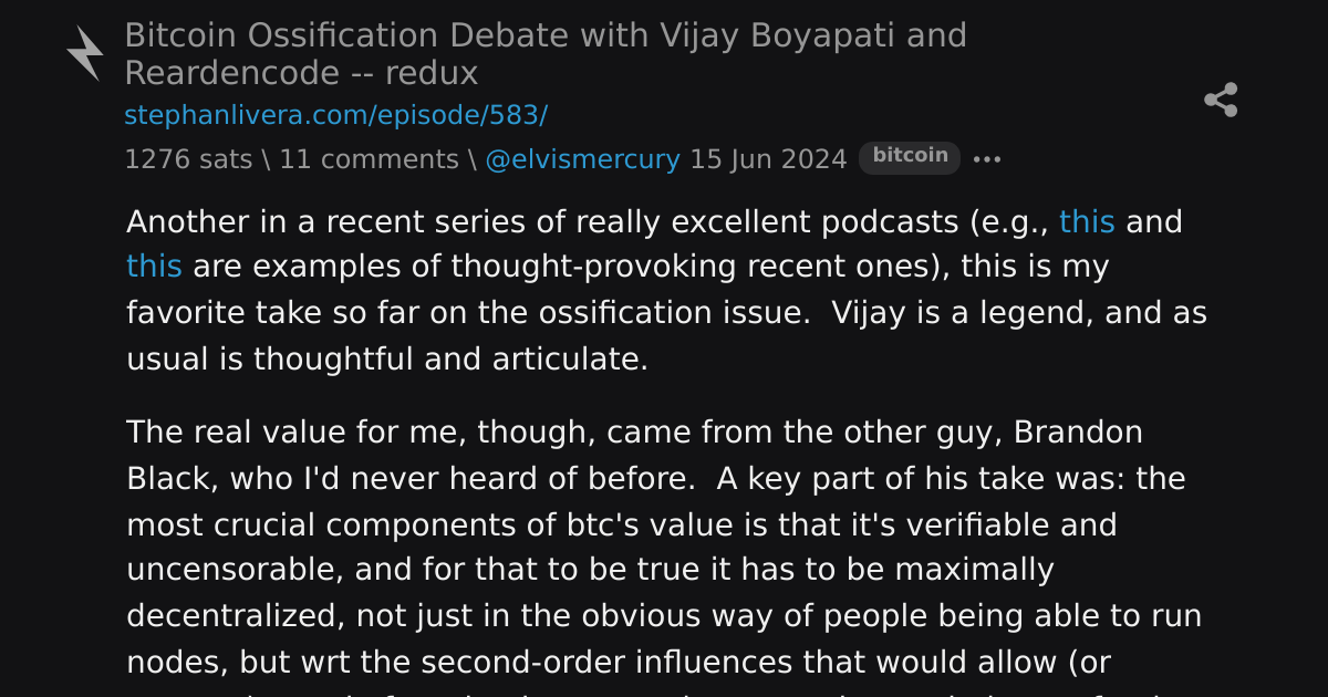 Bitcoin Ossification Debate with Vijay Boyapati and Reardencode ...