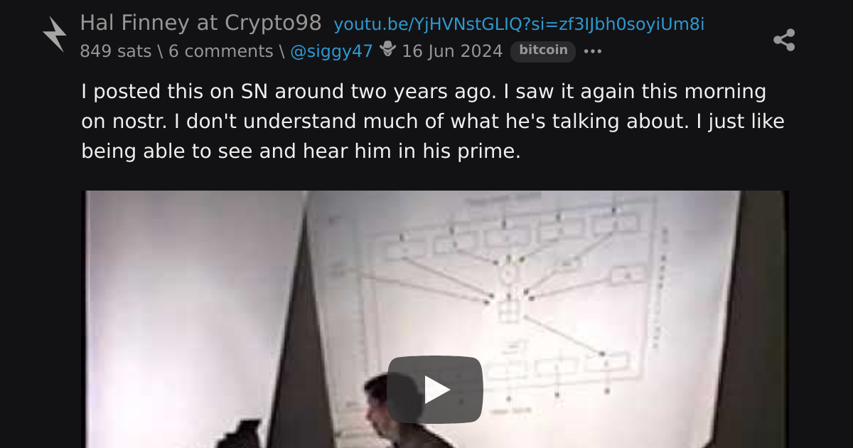 Hal Finney at Crypto98 \ stacker news ~bitcoin