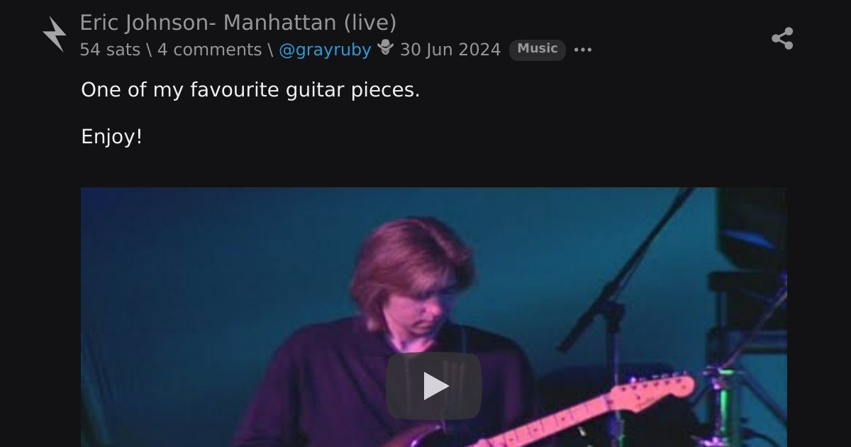Eric Johnson- Manhattan (live) \ stacker news ~Music