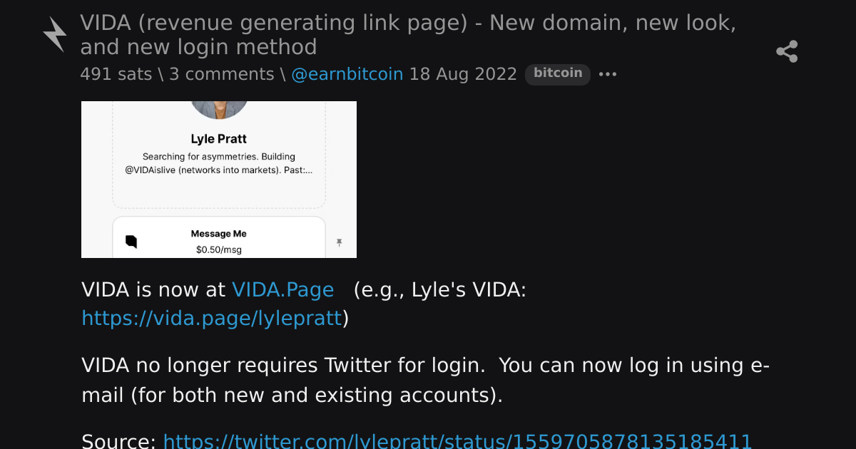 VIDA (revenue generating link page) - New domain, new look, and new ...