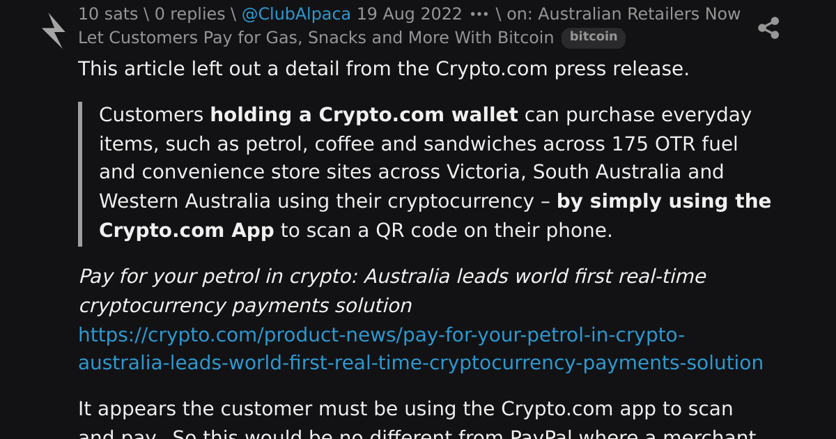 reply on: Australian Retailers Now Let Customers Pay for Gas, Snacks ...