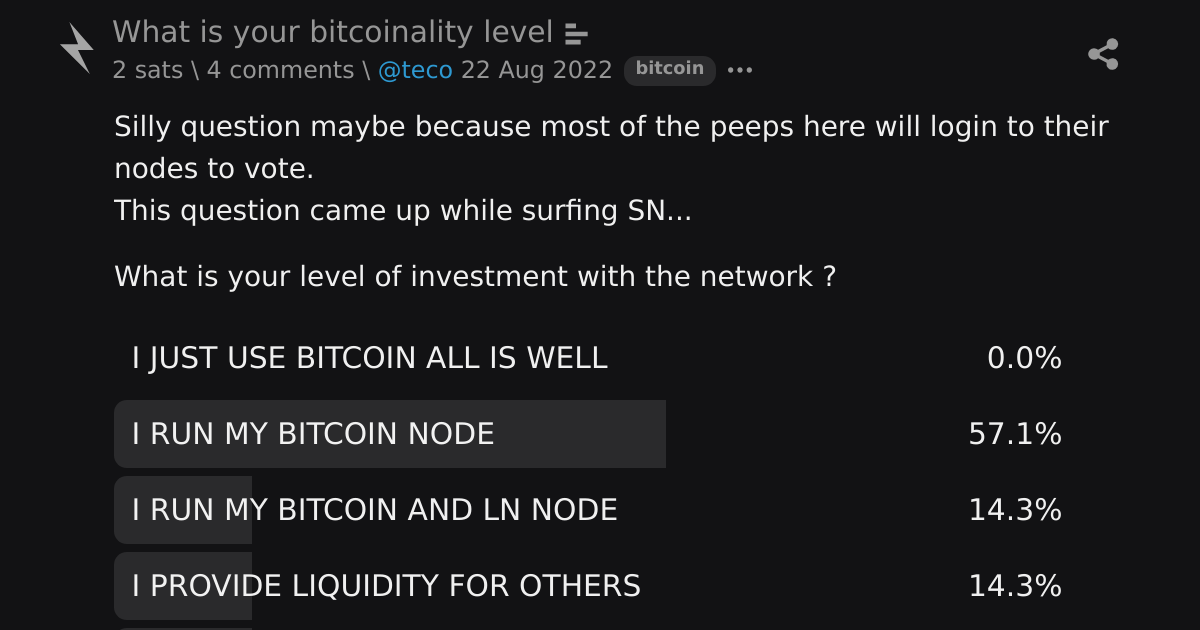 What is your bitcoinality level \ stacker news ~bitcoin