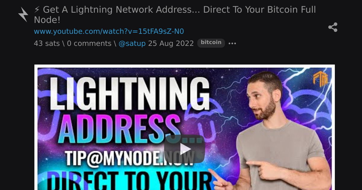 ⚡️ Get A Lightning Network Address... Direct To Your Bitcoin Full Node ...