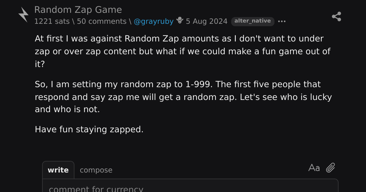 Random Zap Game \ stacker news