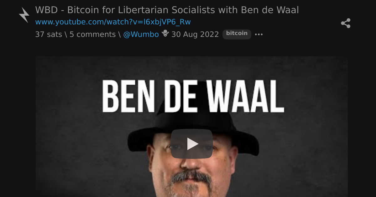 WBD - Bitcoin for Libertarian Socialists with Ben de Waal \ stacker ...