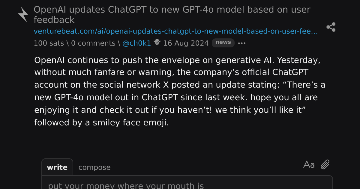 OpenAI updates ChatGPT to new GPT-4o model based on user feedback ...