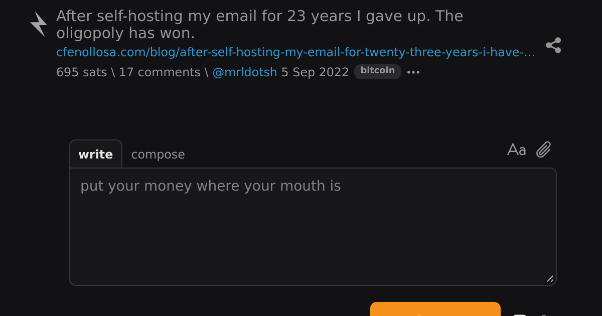 After self-hosting my email for 23 years I gave up. The oligopoly has ...