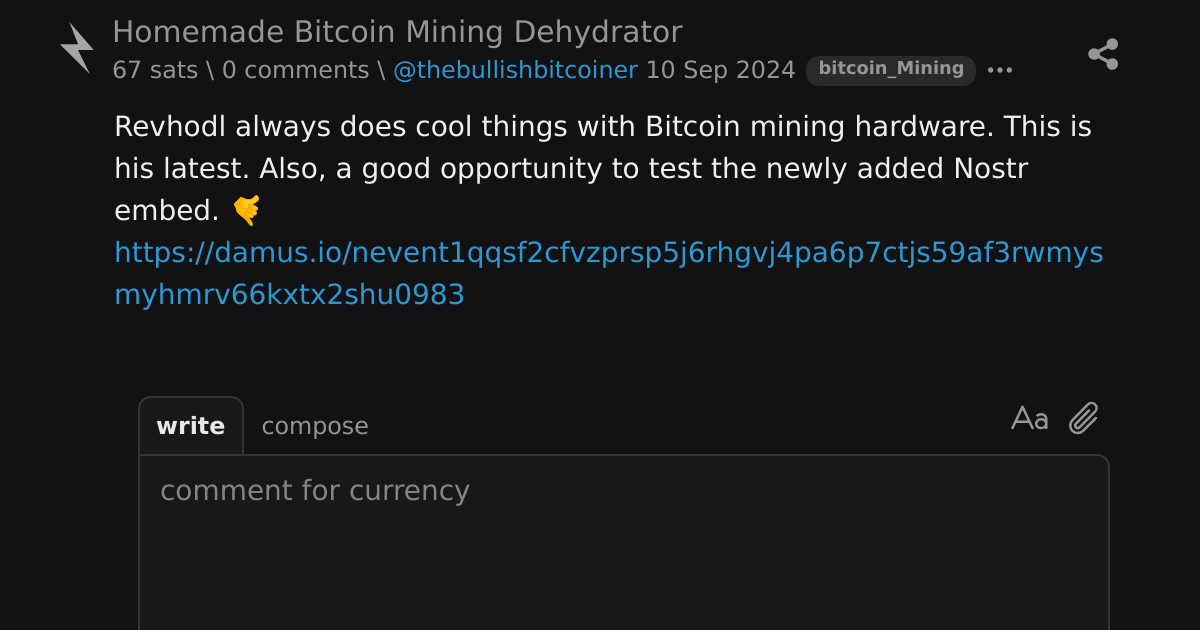 Homemade Bitcoin Mining Dehydrator \ stacker news ~bitcoin_Mining