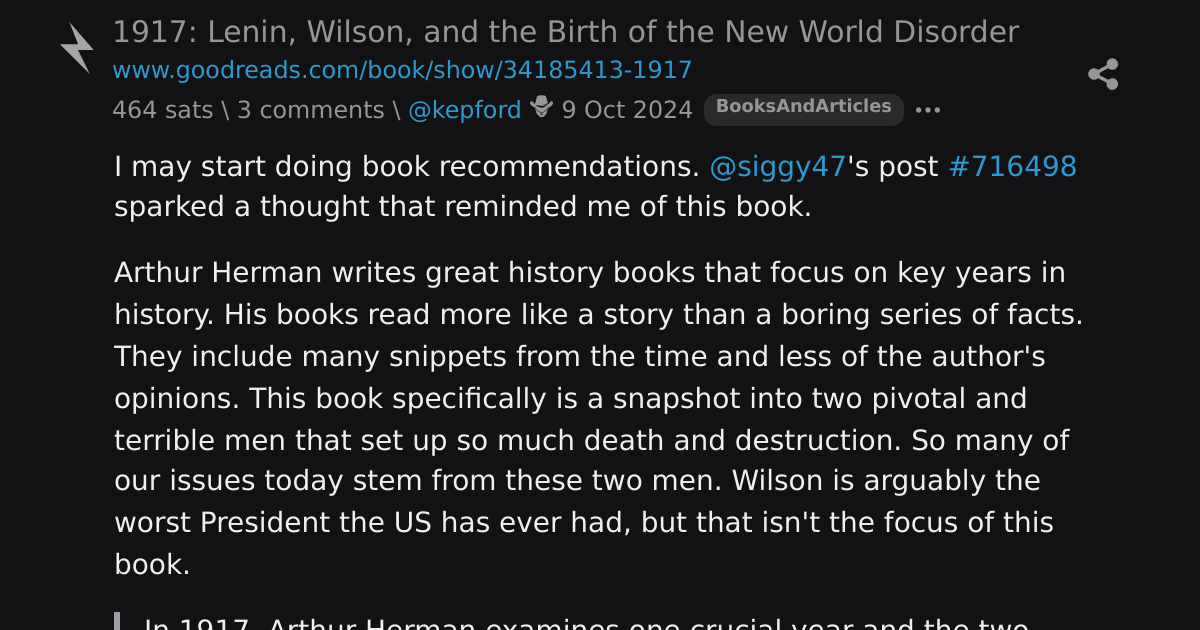1917: Lenin, Wilson, and the Birth of the New World Disorder \ stacker news
