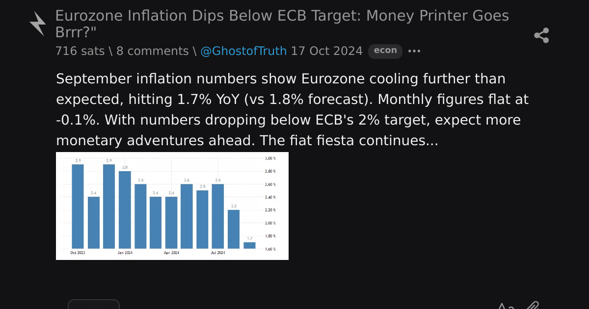 Eurozone Inflation Dips Below ECB Target: Money Printer Goes Brrr ...